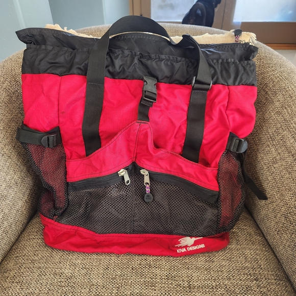 kiva designs | Bags | Kiva Designs Red And Black Two Way Backpack Tote ...